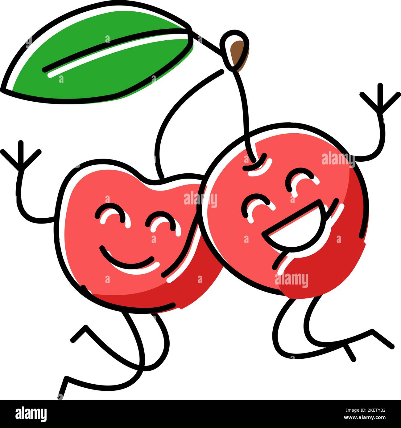 cherry fruit character color icon vector illustration Stock Vector ...