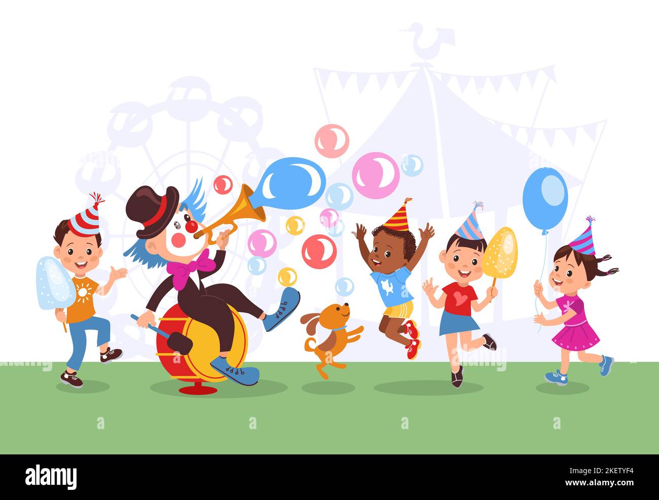 Children watching street show Stock Vector Images - Alamy