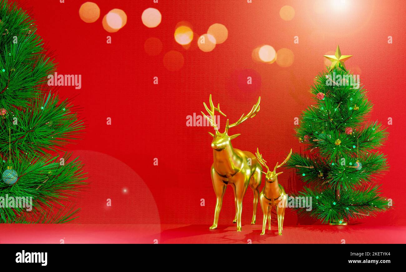 Merry Christmas and New Year background 3D rendering. New year and ...