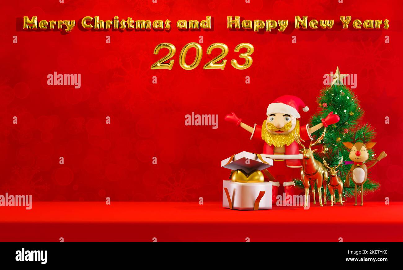 Merry Christmas and New Year background 3D rendering. New year and ...
