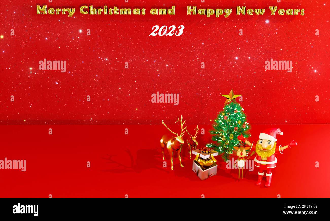Merry Christmas and New Year background 3D rendering. New year and ...