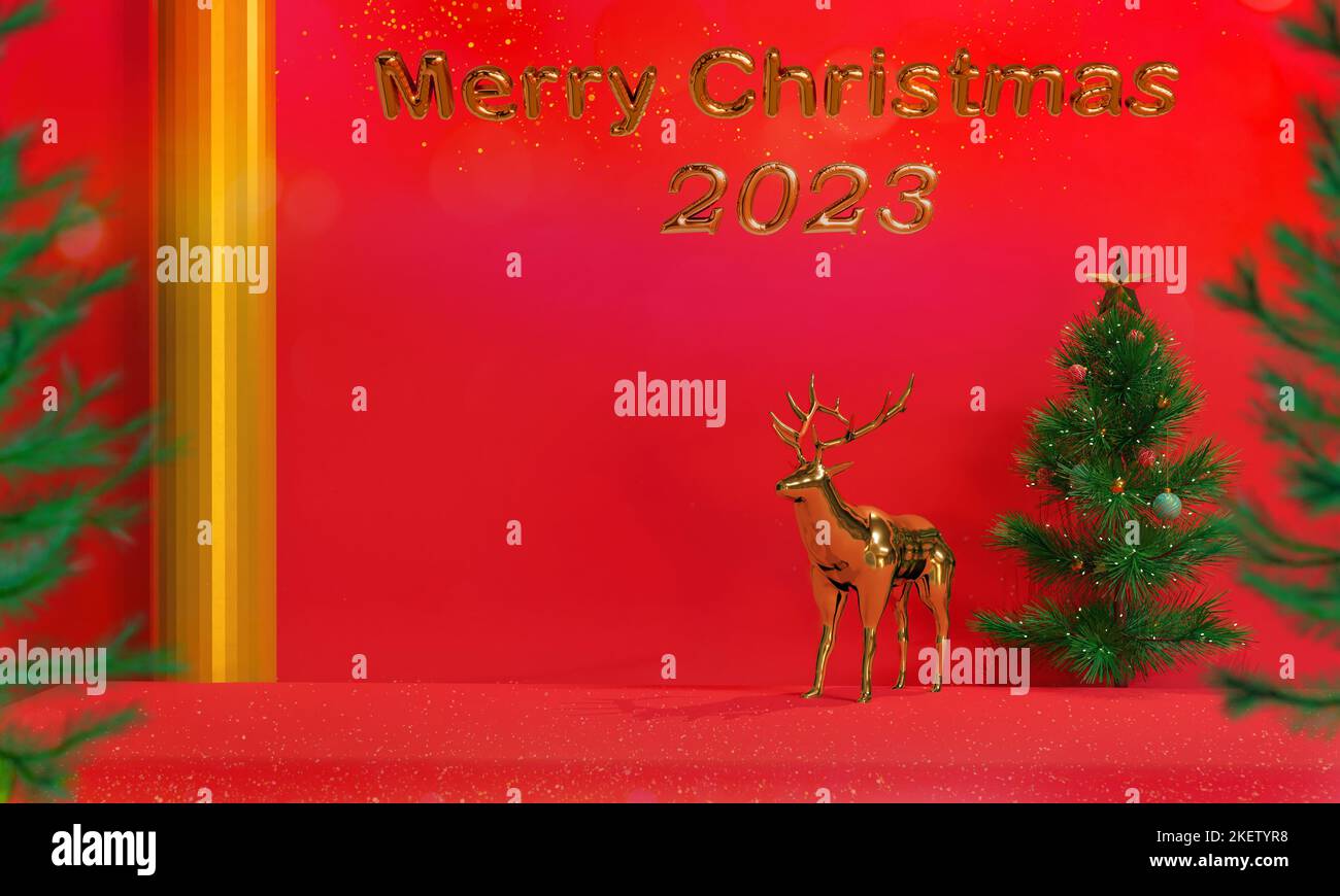 Merry Christmas and New Year background 3D rendering. New year and ...