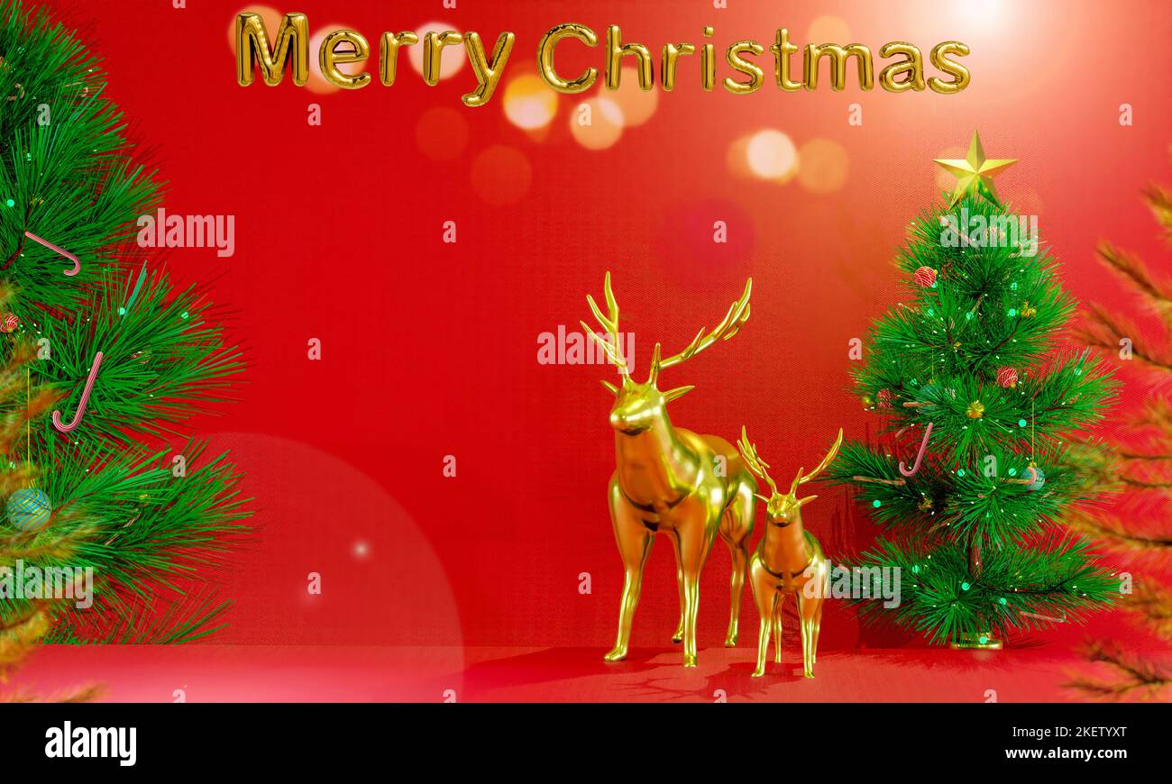 Merry Christmas and New Year background 3D rendering. New year and ...