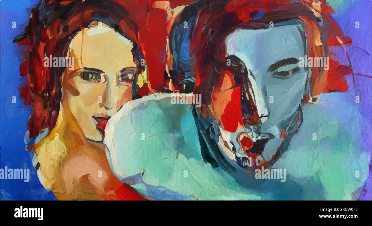 Young man woman faces Stock Vector Images - Alamy