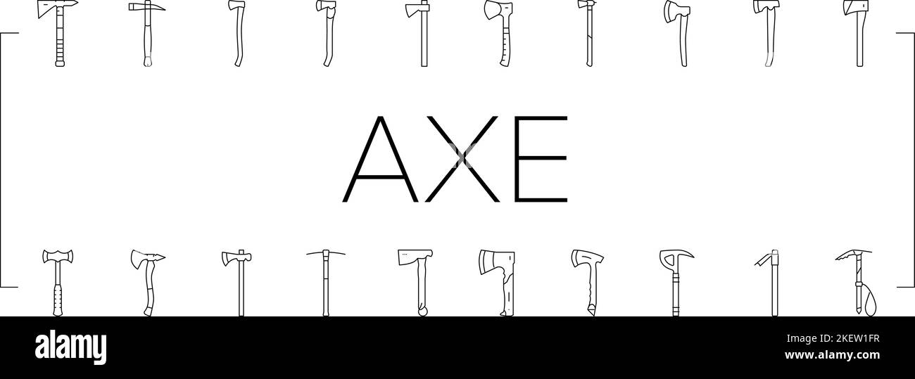 axe ax hatchet wood weapon icons set vector Stock Vector Image & Art ...