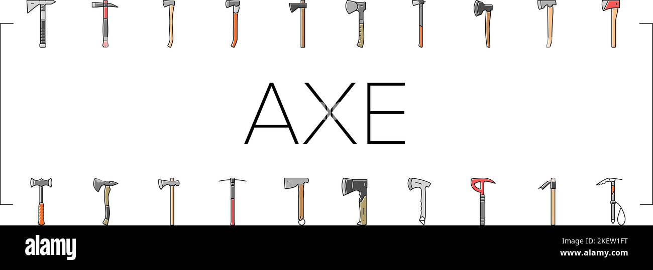 axe ax hatchet wood weapon icons set vector Stock Vector Image & Art ...
