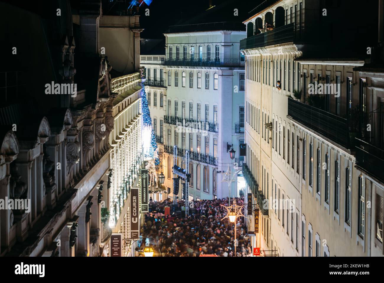 Lisbon, Portugal - November 11, 2022: Large crowd gathering in Baixo ...