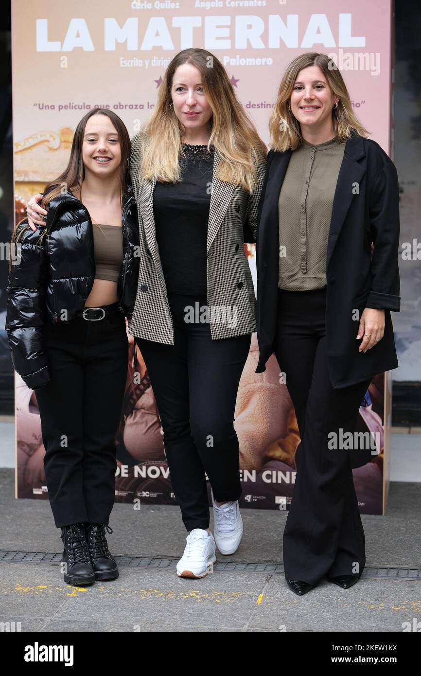Madrid, Spain. 14th Nov, 2022. (L-R) Carla Quilez, Pilar Palomero and ...