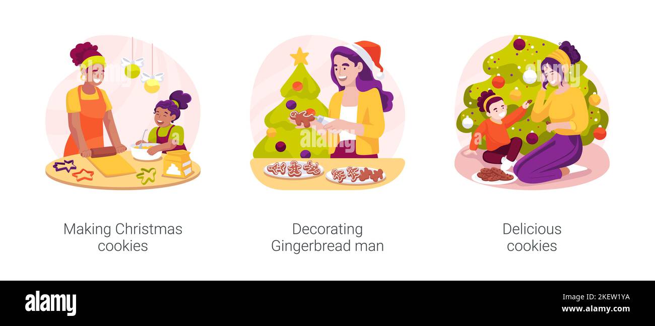 Christmas baking tradition isolated cartoon vector illustration set ...