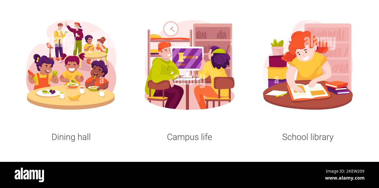 Private boarding school isolated cartoon vector illustration set Stock ...