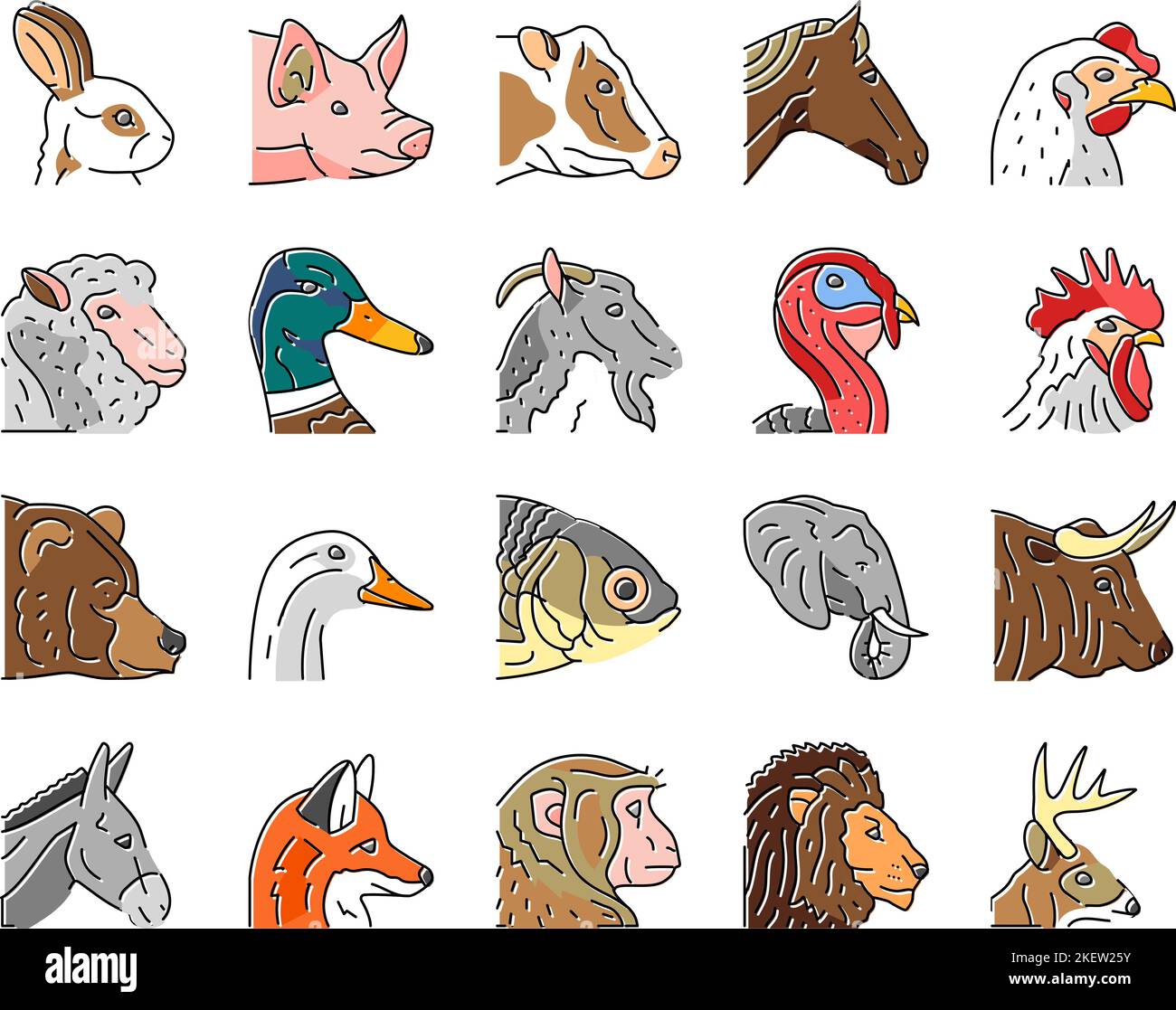 animal zoo nature wildlife icons set vector Stock Vector Image & Art ...