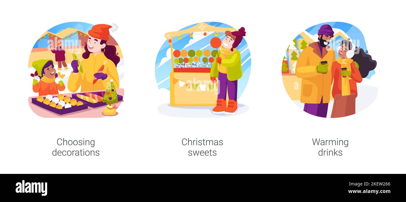 Christmas market isolated cartoon vector illustration set Stock Vector ...