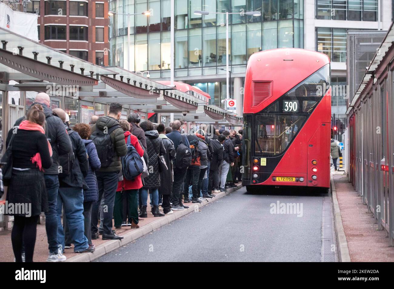 TFL Tube strike takes place today. Pictured: Long bus queues form ...