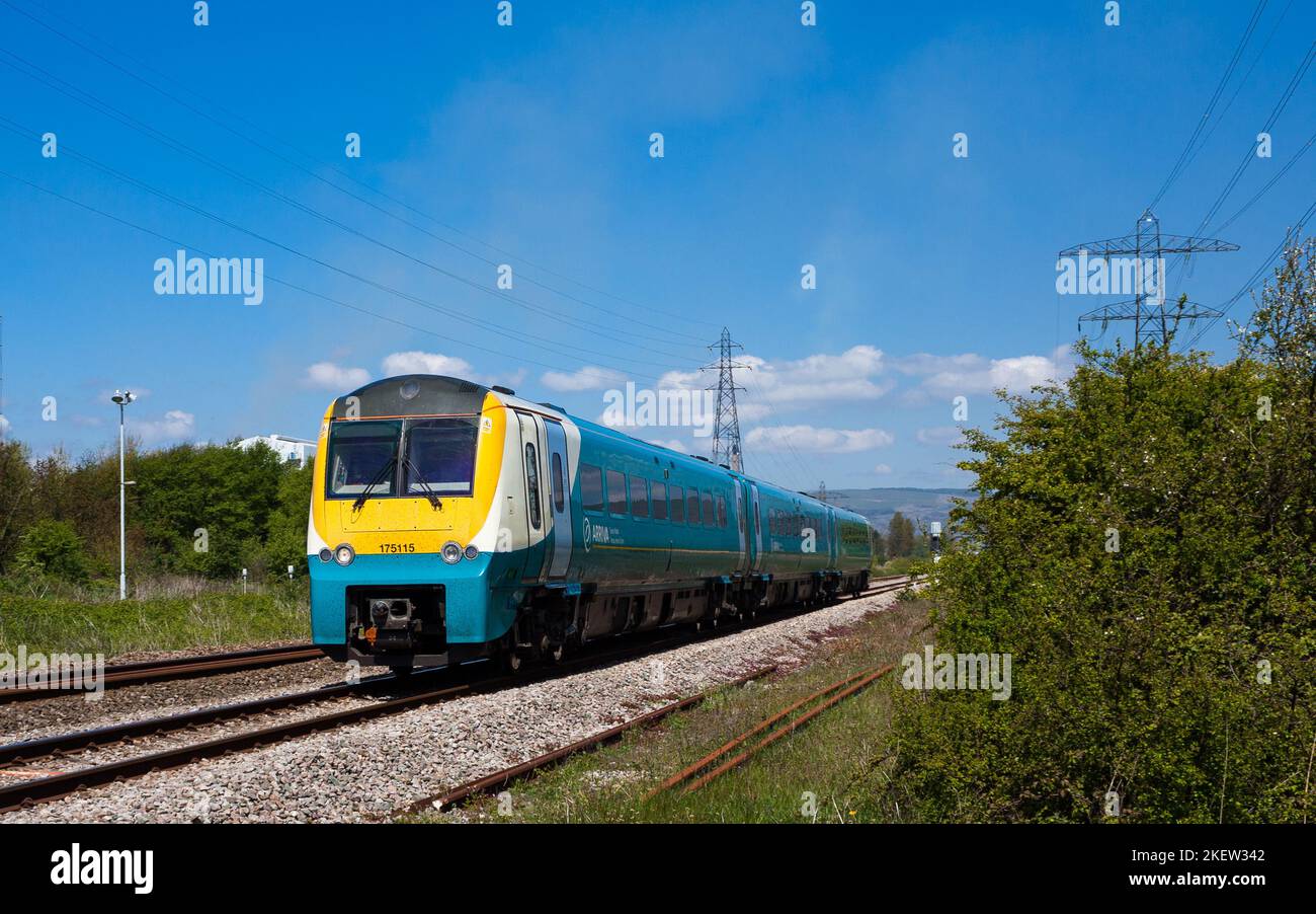 An Arriva Class 175 passes through Margam on the South Wales Mainline ...