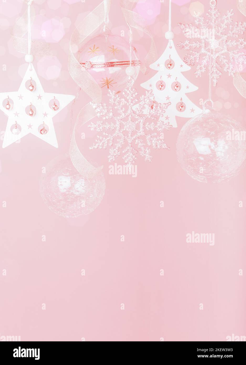 Christmas decorations, garland of transparent glass balls and shiny ...