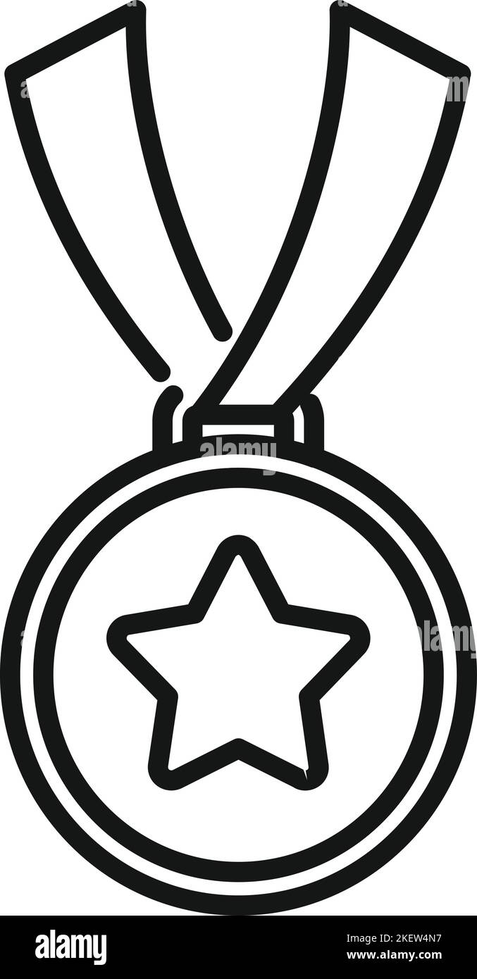 Gold medal icon outline vector. Customer service. Client rate Stock ...