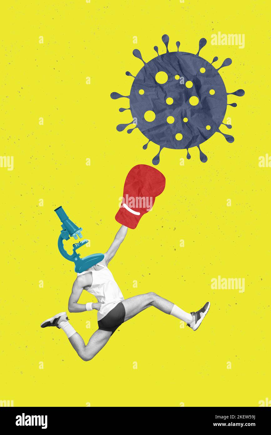 Creative photo 3d collage artwork poster postcard of young doctor ...