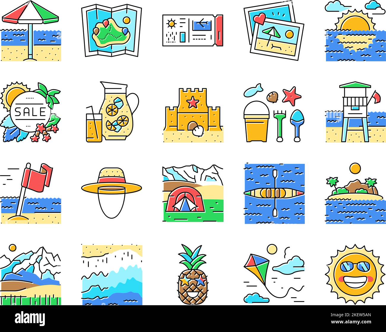 summer season vacation nature icons set vector Stock Vector Image & Art ...