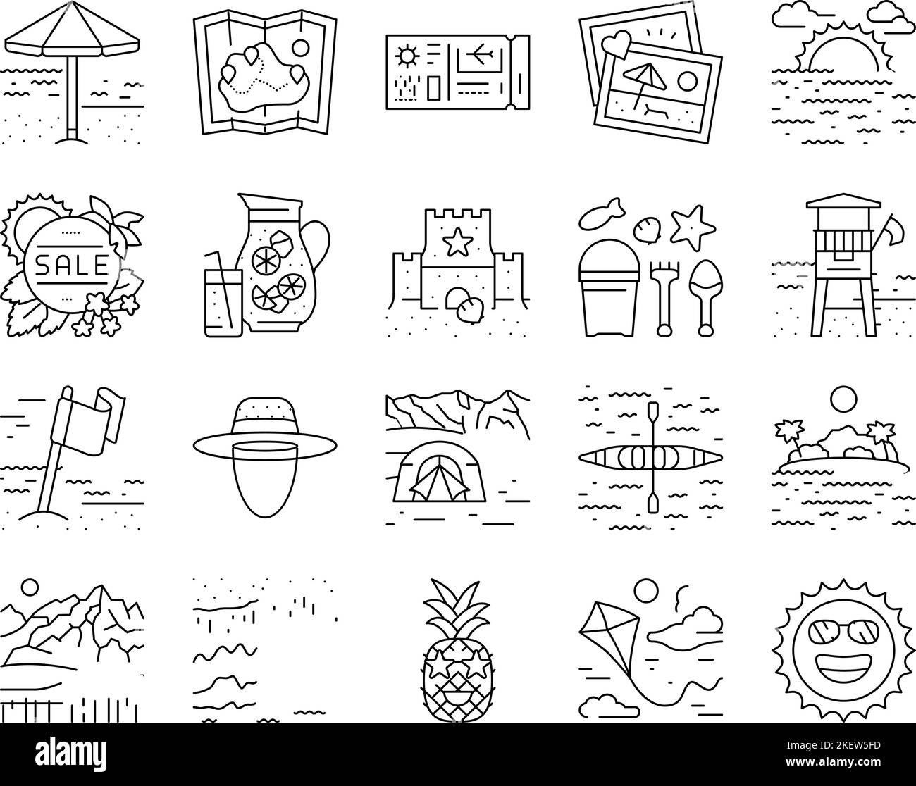 summer season vacation nature icons set vector Stock Vector Image & Art ...