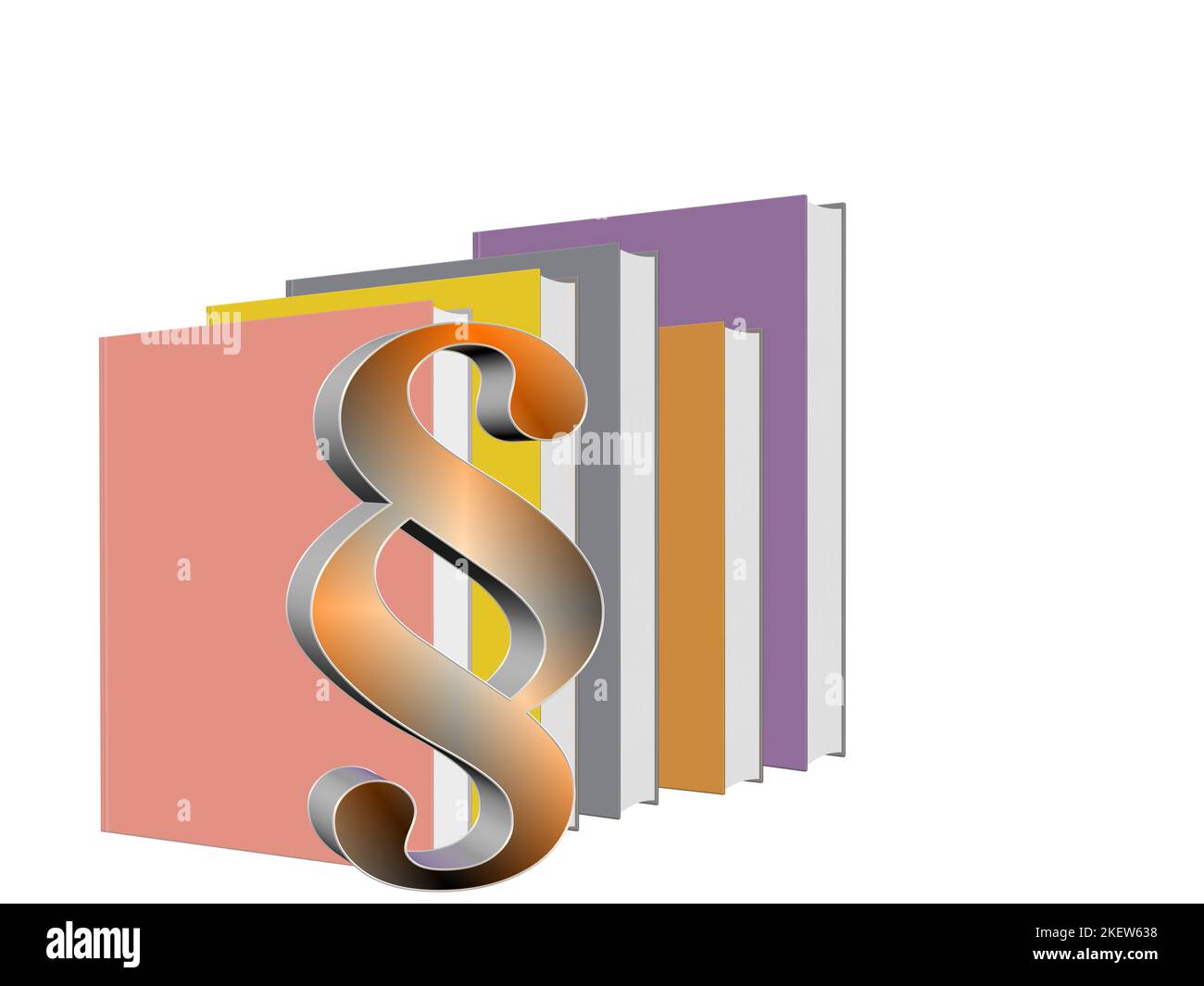 Paragraph and books against white background, 3D illustration Stock ...