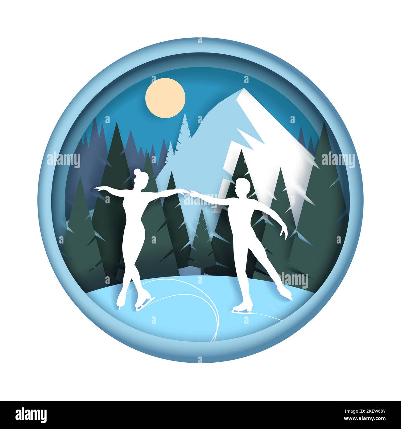 Ice skaters silhouette Stock Vector Images - Alamy