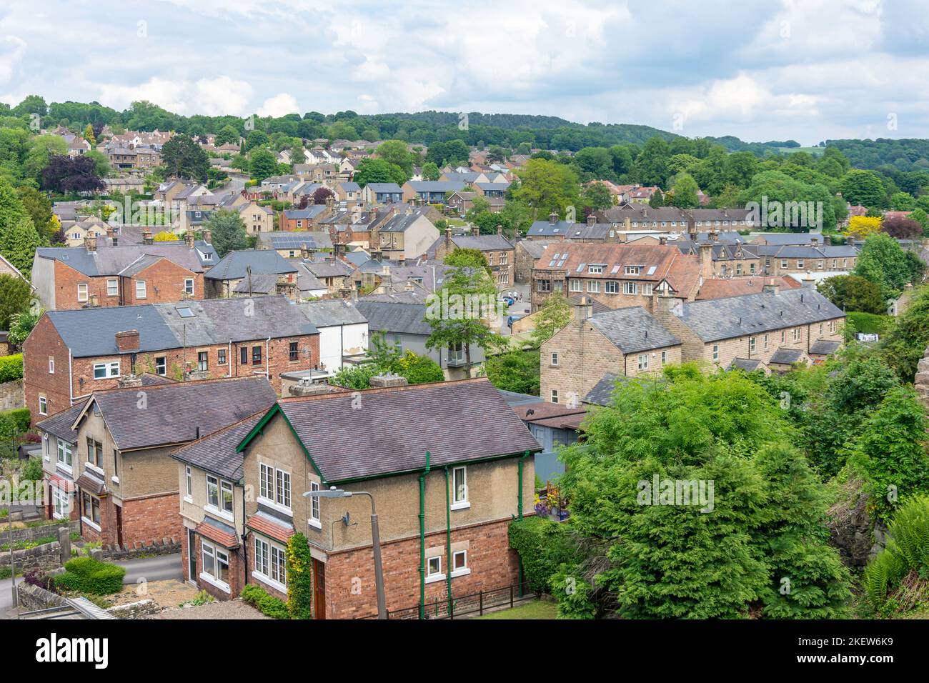 View of town from St Giles' Church, Church Street, Matlock, Derbyshire ...