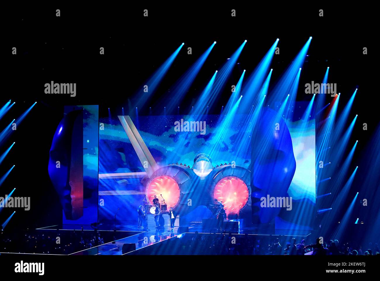 OneRepublic perform on stage at the MTV Europe Music Awards 2022 held ...