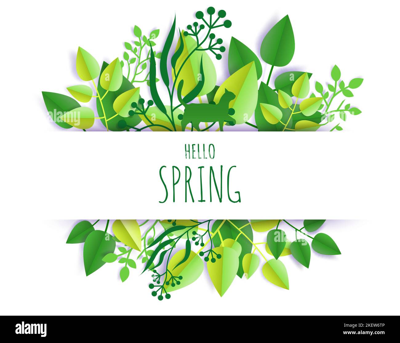 Hello Spring card hand lettering typography, vector illustration in ...