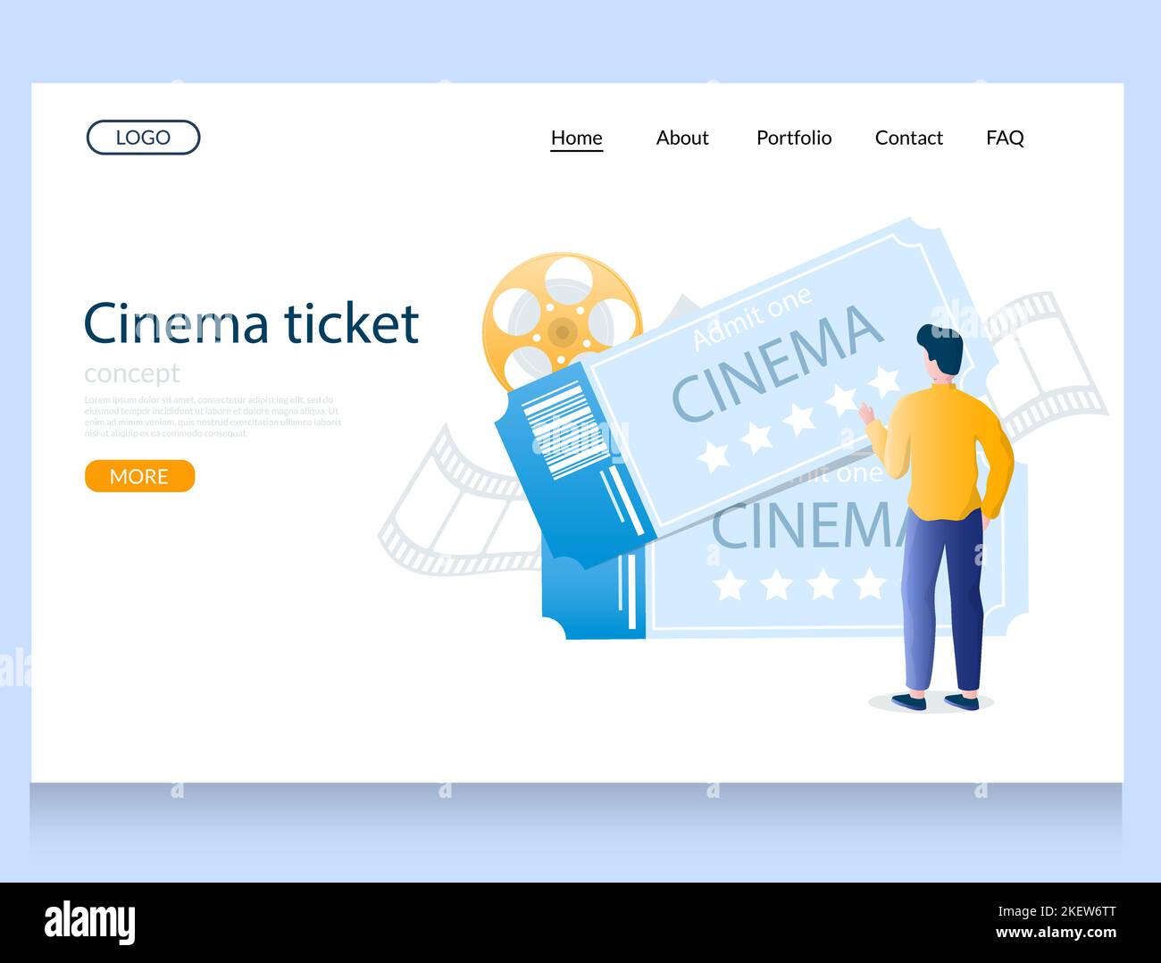 Cinema ticket vector website template, web page and landing page design ...
