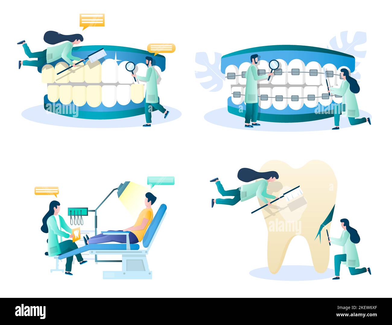 Dentist services vector concept illustration set isolated on white ...