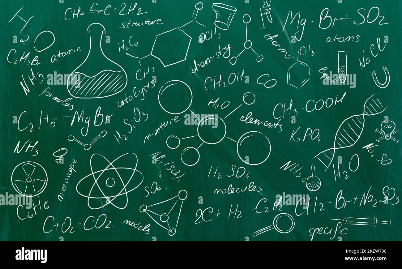 Beautiful chemistry seamless pattern with plots, formulas and ...