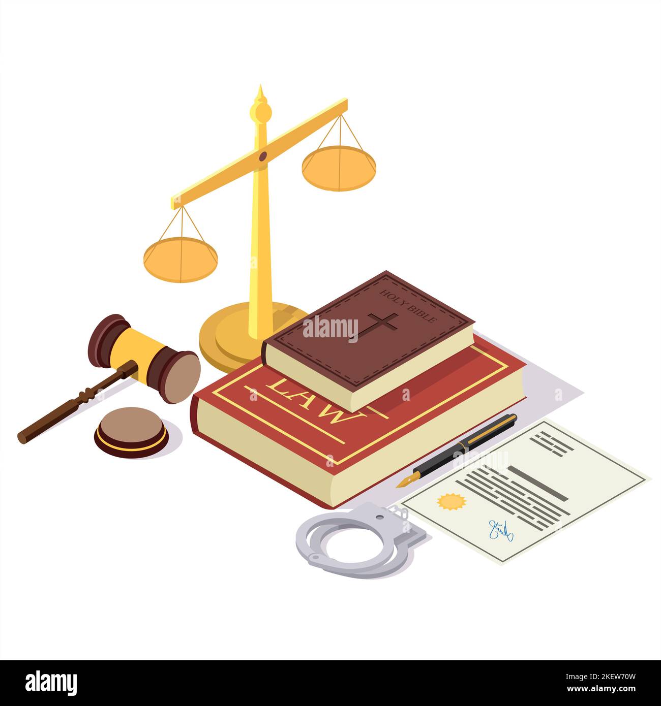 Law and Justice composition, vector illustration. Isometric juridical ...