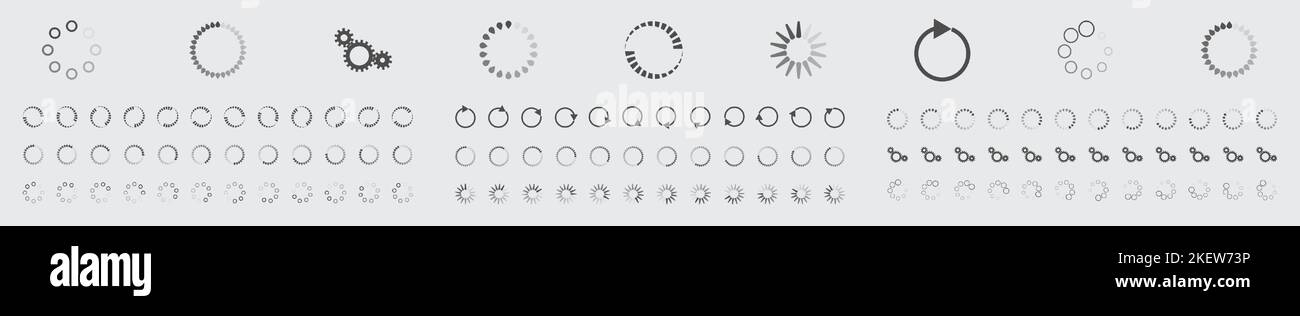 Circular Loading Buffering Icons Vector Set Video Ready For Animation