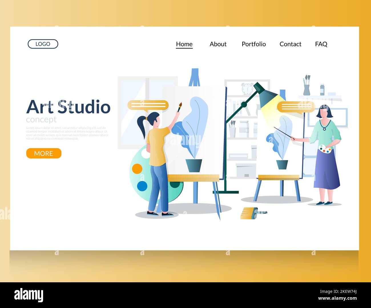 Art studio vector website template, web page and landing page design ...