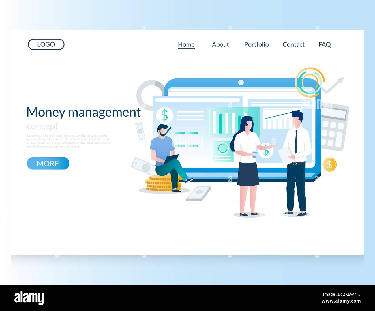 Money management vector website template, web page and landing page ...