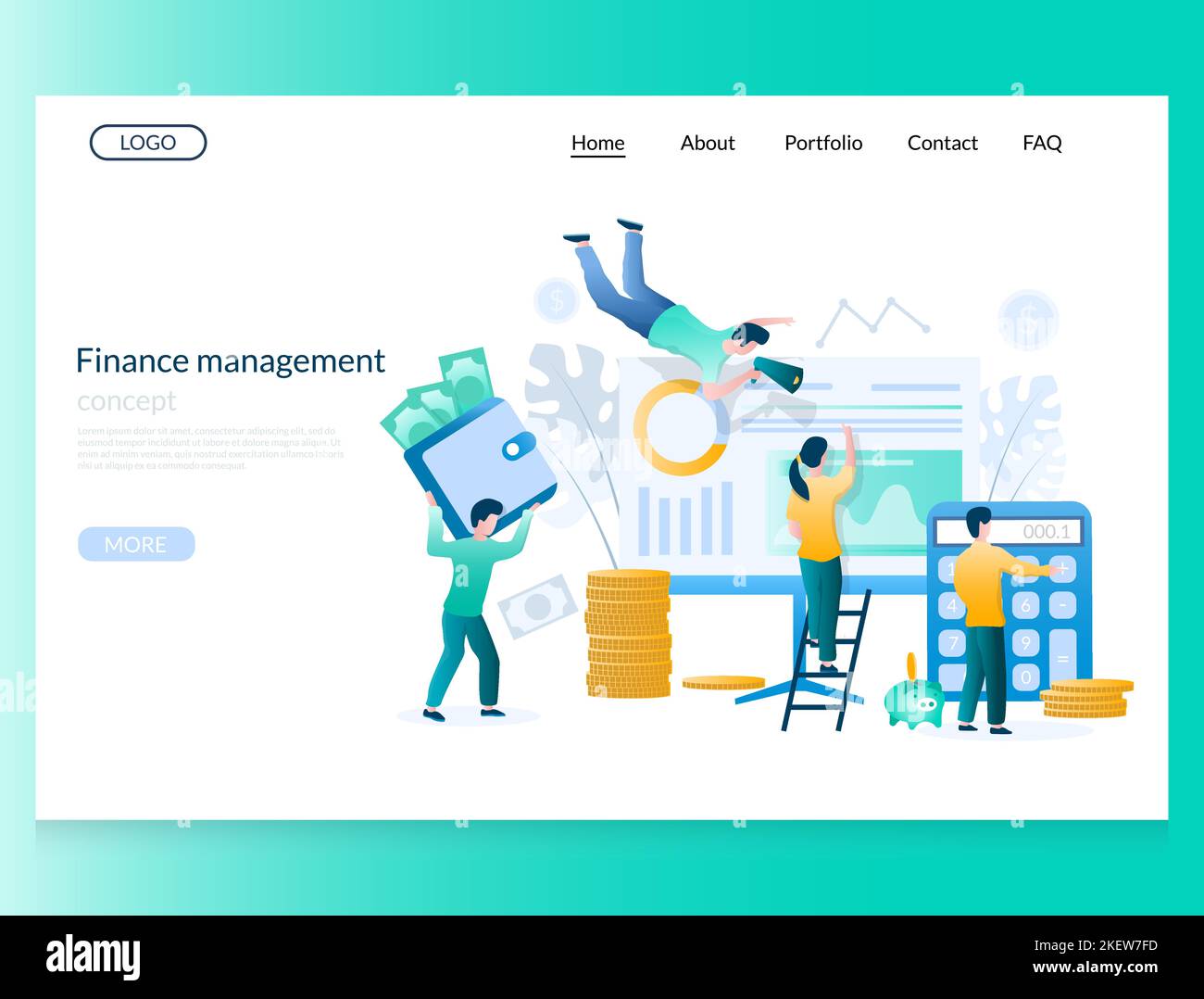 Finance management vector website template, web page and landing page ...