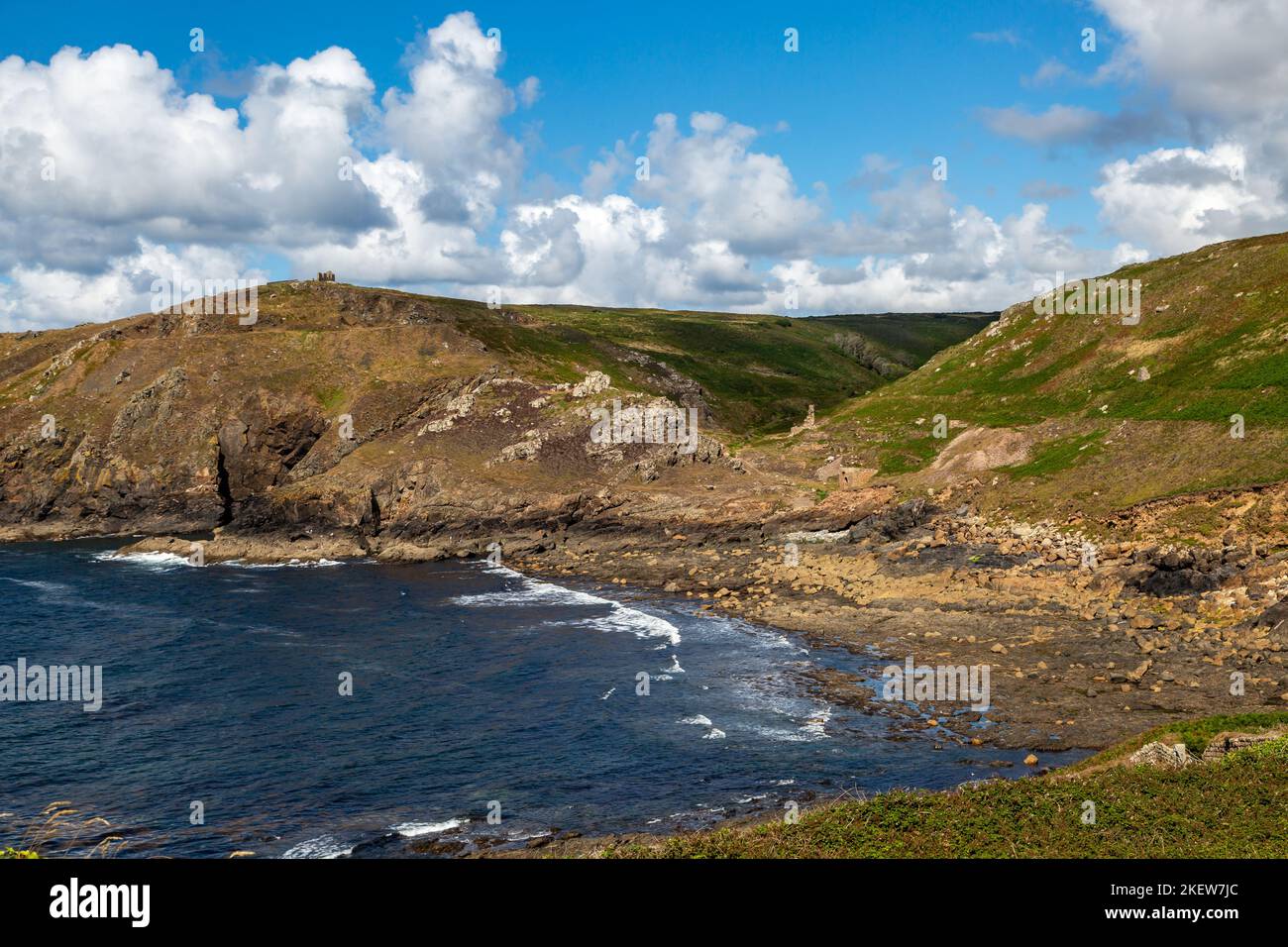 A view of Porth Ledden Cove near Cape Cornwall, on a summer's day Stock ...