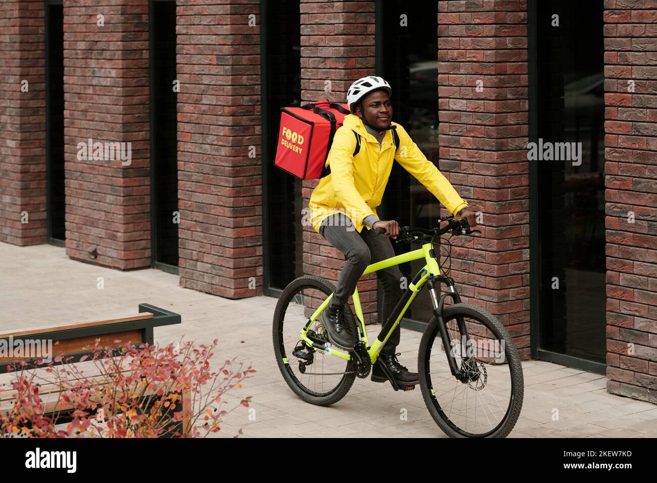 Deliveryman of modern food delivery service with orders of online ...