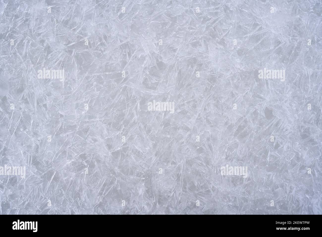 Fresh ice surface texture. Winter background with frozen snowflakes and ...