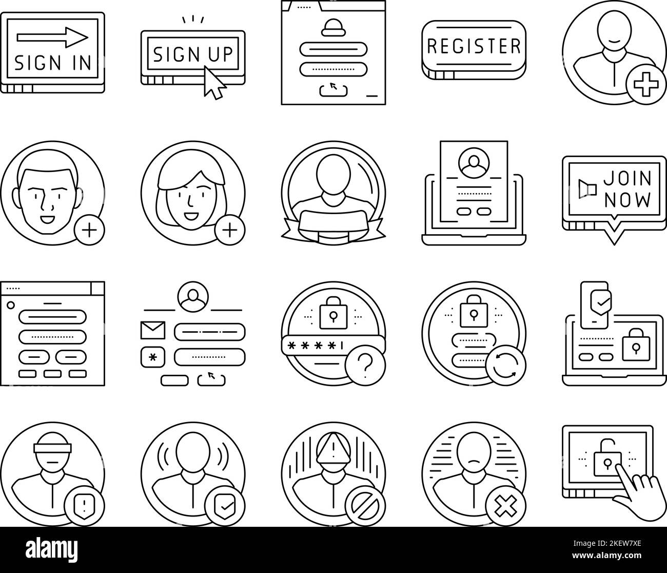 registration login website form icons set vector Stock Vector Image ...