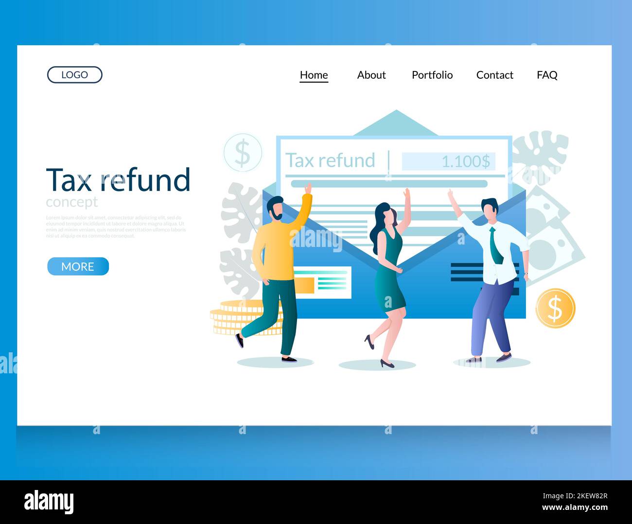 Tax Refund Vector Website Template Web Page And Landing Page Design