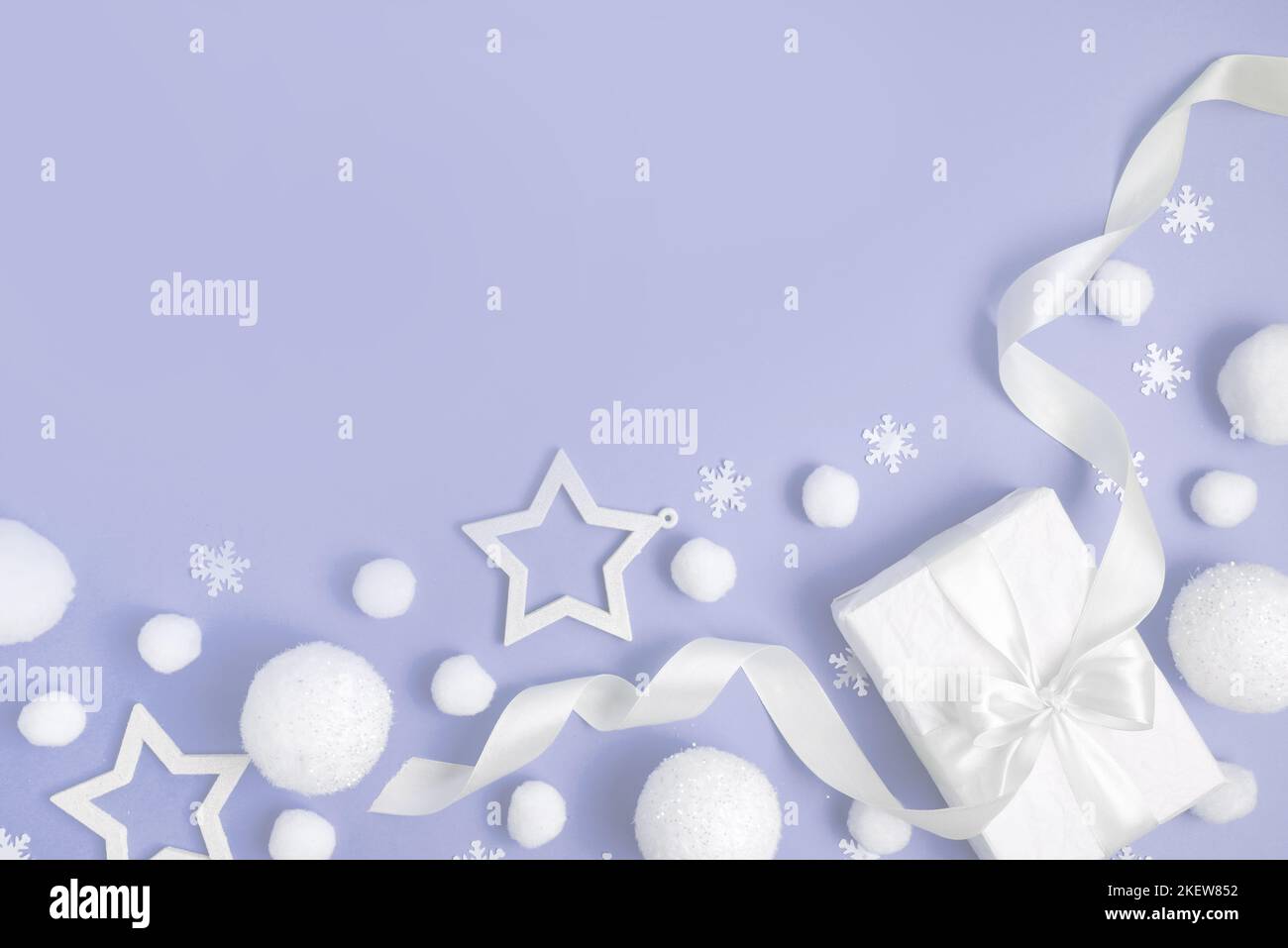 Christmas composition. Christmas composition. White balls, snowflakes ...