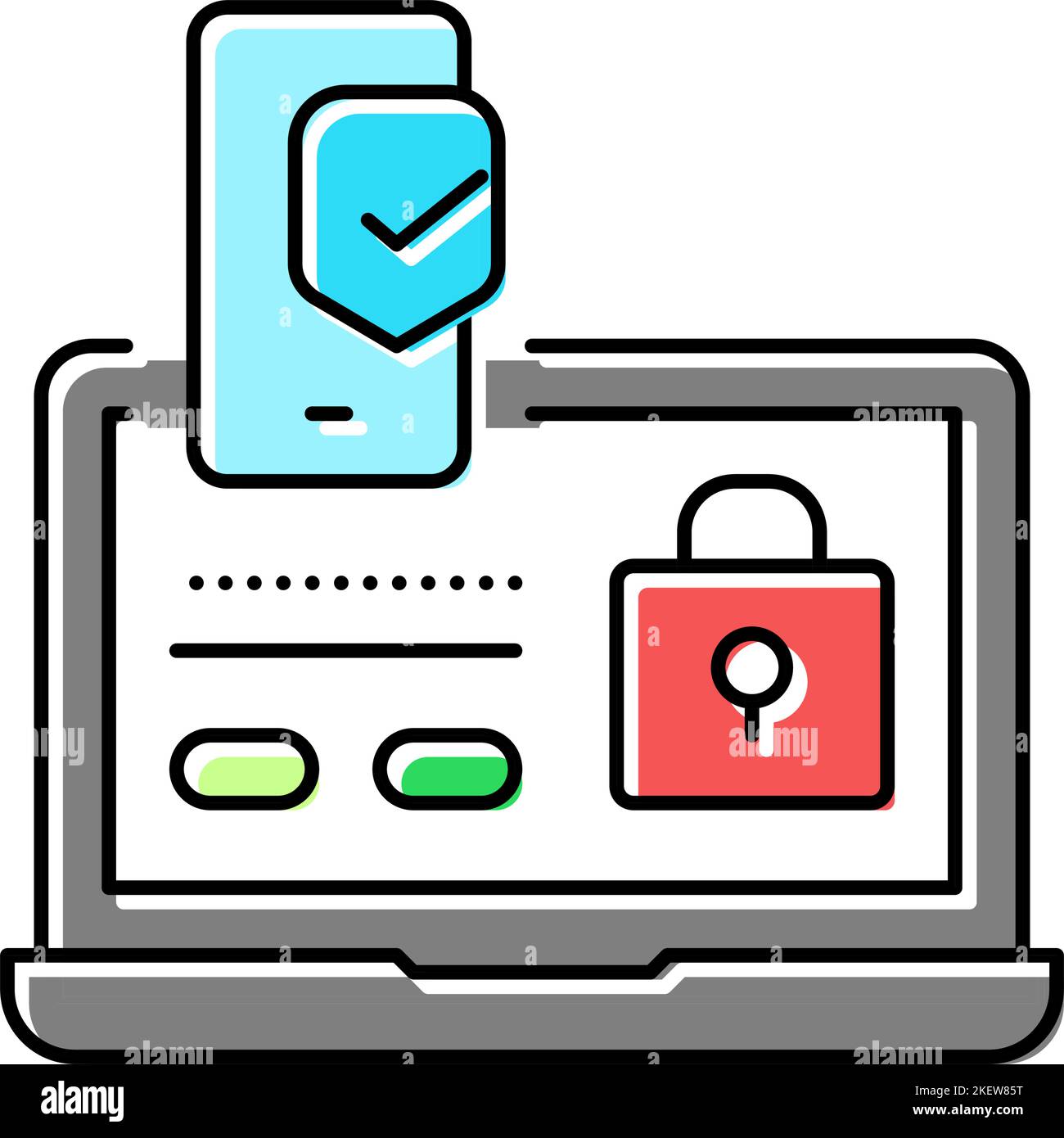 two step authentication color icon vector illustration Stock Vector ...