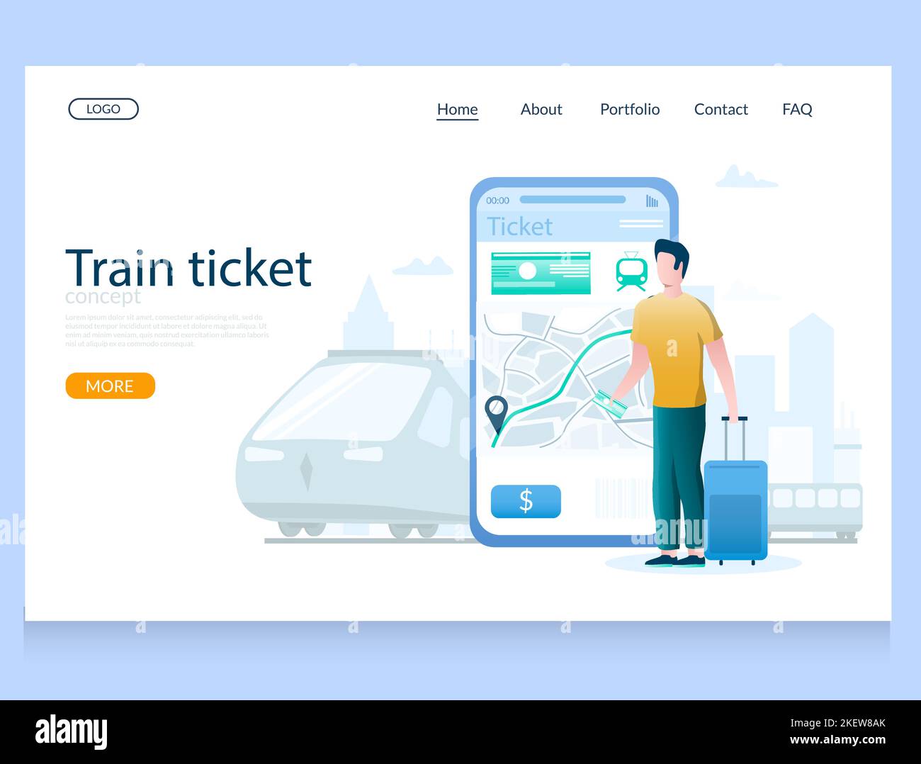 Train ticket vector website template, web page and landing page design ...