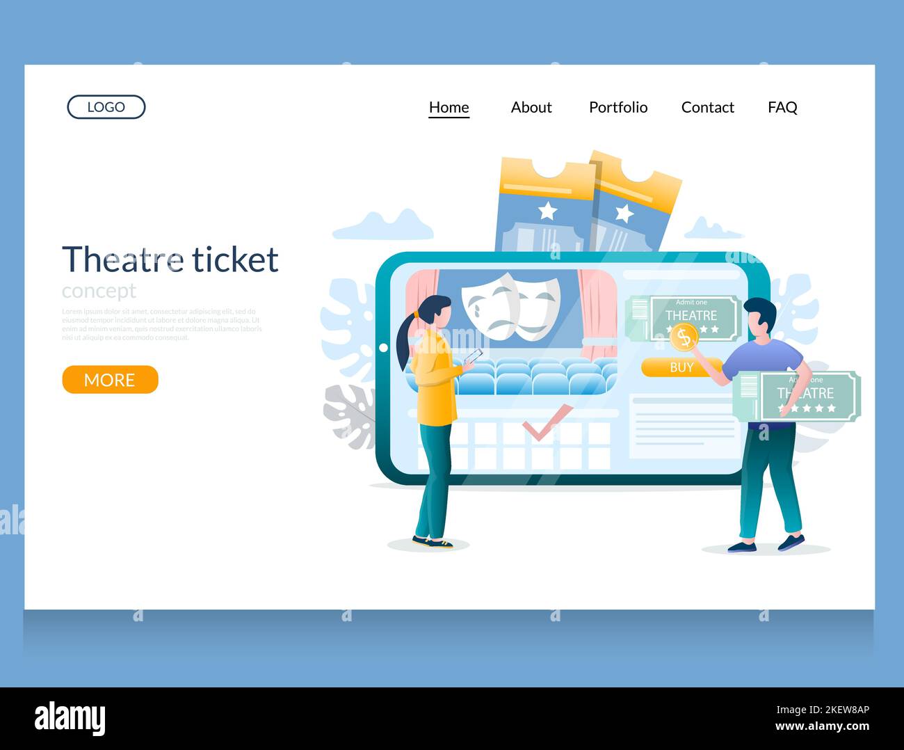Theatre ticket vector website template, web page and landing page ...