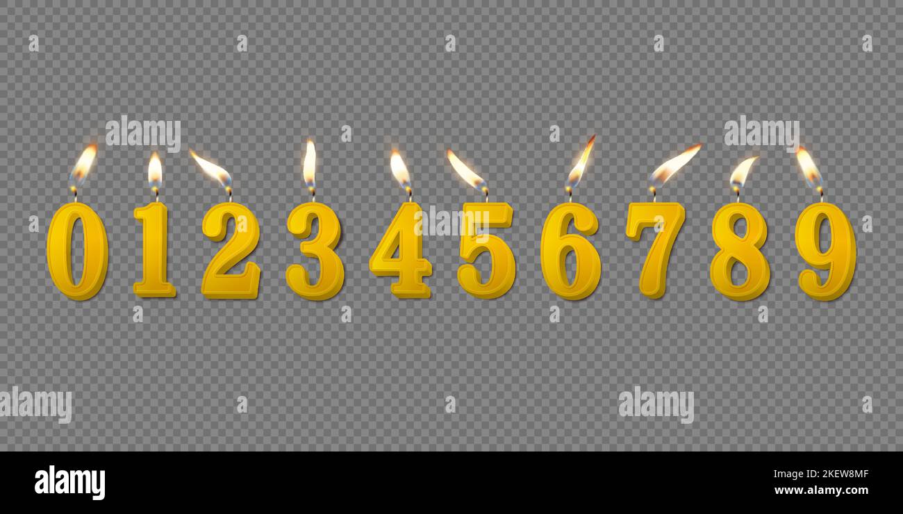 Vector 3d Realistic Paraffin or Wax Burning Yellow Birthday Party ...