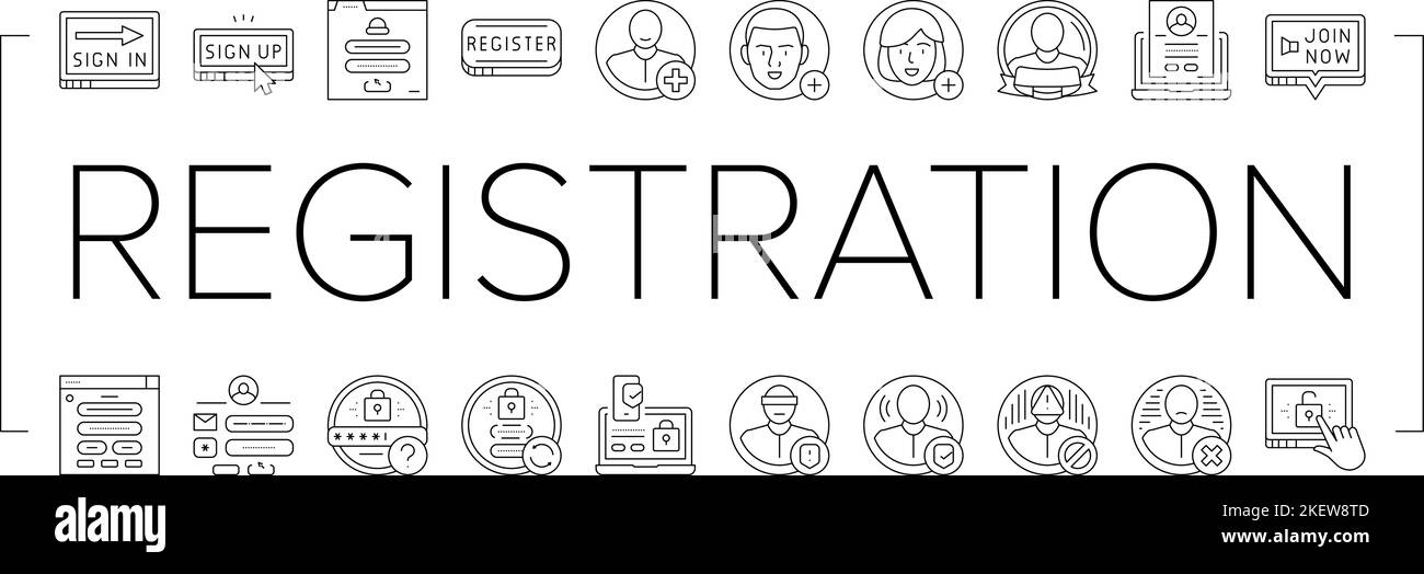 registration login website form icons set vector Stock Vector Image ...