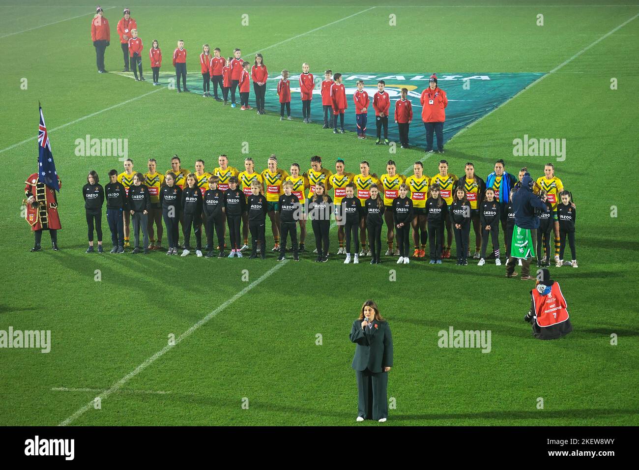 York, UK. 14th Nov, 2022. The Australia Women line up ahead of the ...