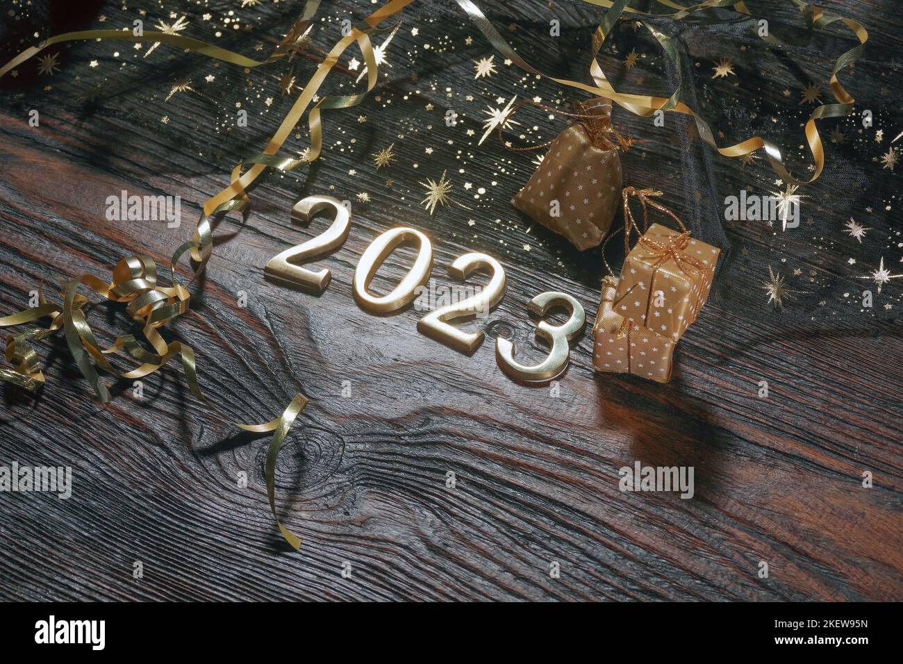 Happy New Year. Symbol from number 2023 on wooden background Stock ...