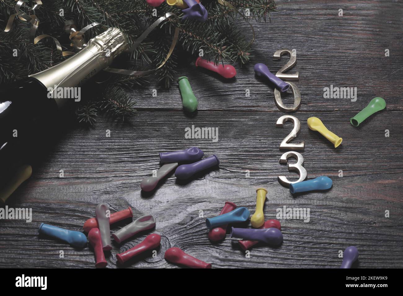 Happy New Year. Symbol from number 2023 on wooden background Stock ...